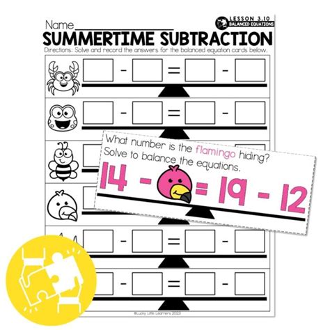 Lucky To Learn Math 1st Grade Lesson 310 Balanced Equations Collaboration Summertime