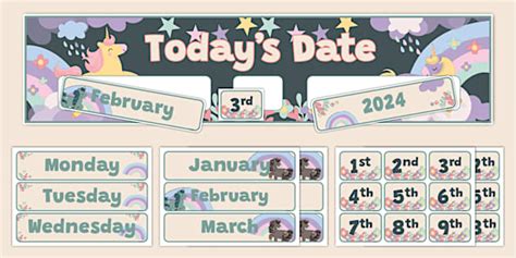 Unicorn Themed Todays Date Display Pack Teacher Made