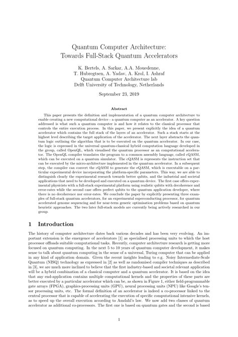 Pdf A Heterogeneous Quantum Computer Architecture