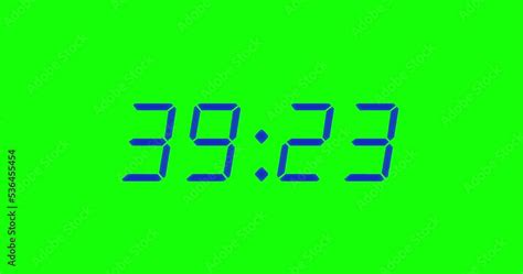 Simple Seconds Digital Alarm Clock Countdown Timer Navy Blue Digits On Green Screen Chroma