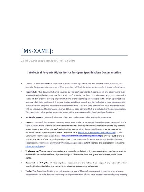 Ms Xaml Xaml Object Mapping Specification 2006 Pdf Xml Schema