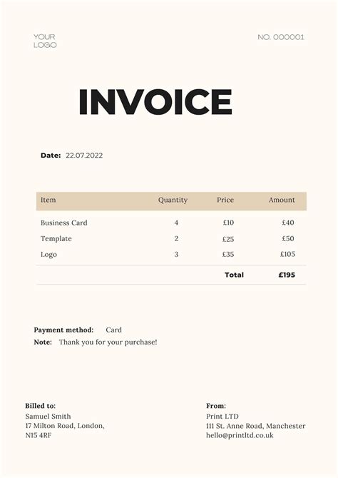Editable Invoice Template Instant Invoice Download Canva Invoice Template Etsy