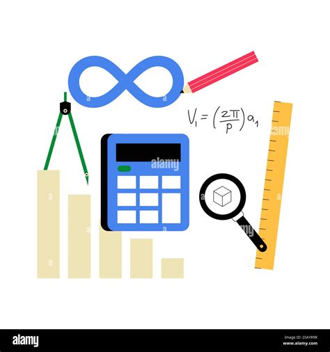 Mathematical Symbols And Tools In Flat Vector Illustration Symbolizing Calculation Geometry
