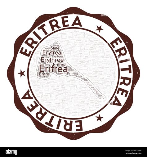 Eritrea Logo Authentic Country Badge With Word Cloud In Shape Of Eritrea Round Emblem With