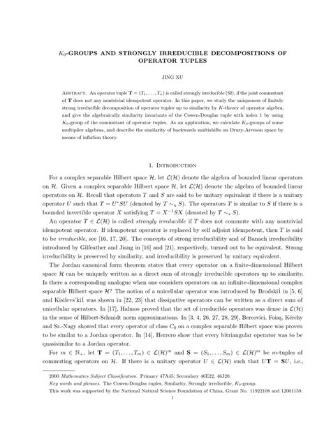 Pdf K 0 Groups And Strongly Irreducible Decompositions Of Operator Tuples