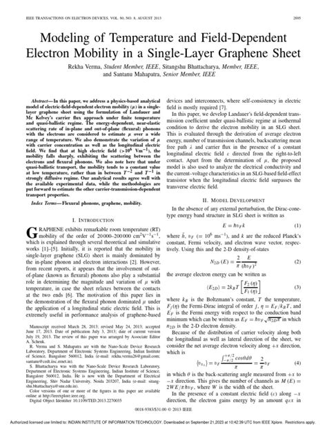 Modeling Of Temperature And Field Dependent Electron Mobility In A