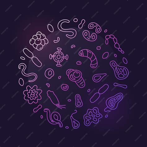 Premium Vector Bioengineering Vector Science Concept Thin Line Purple Round Banner