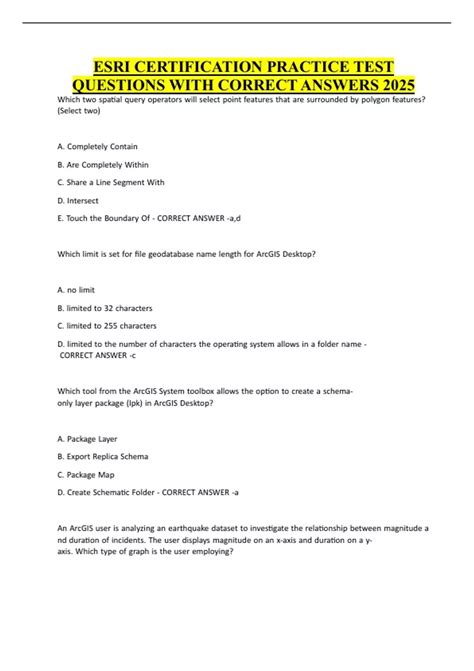 Esri Certification Practice Test Questions With Correct Answers 2025
