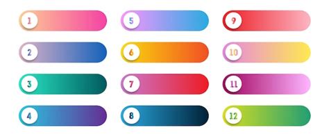 Premium Vector Circle 3d Icon Set With Number Bullet Point From 1 To 12 Trendy Gradient Colors