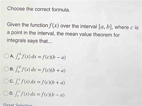 solved choose the correct formula given the function f x over the