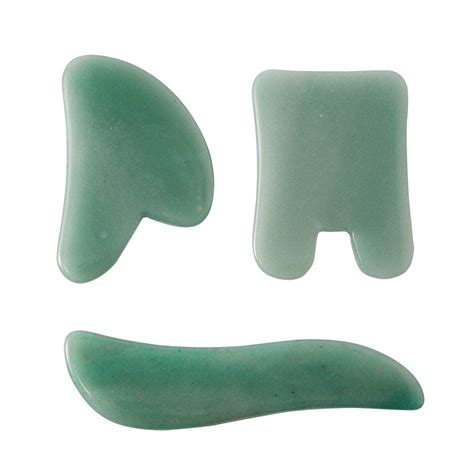 Pincute 3 Pack Jade Gua Sha Scraping Massage Tool Natural Jade Guasha