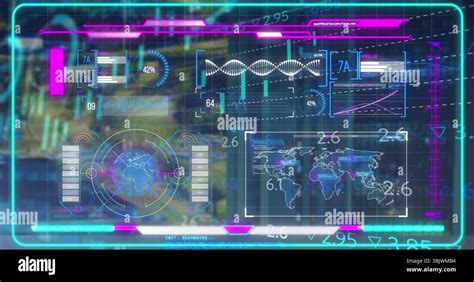 Displaying Holographic Interface Showing Data In Data Lab With World