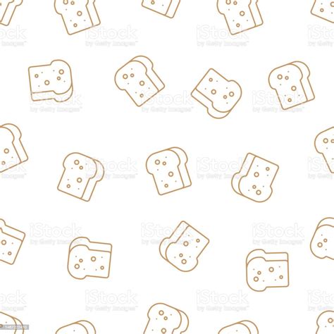 Toast Line Pattern Seamless Vector Simple Pattern With Bread On A White