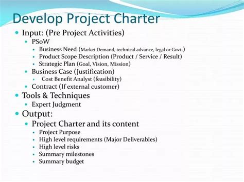 Ppt Develop Project Charter Powerpoint Presentation Free Download