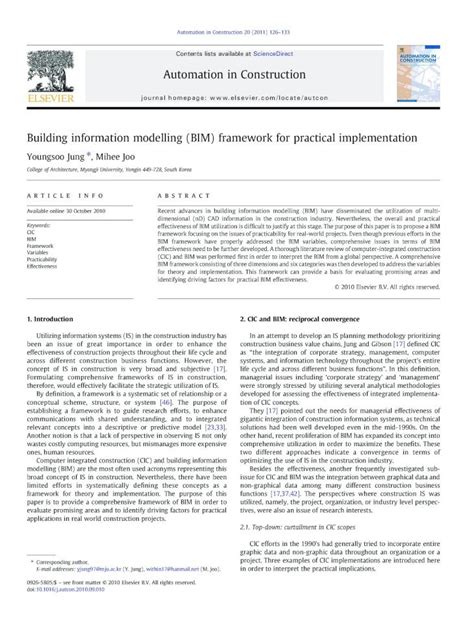 Pdf Building Information Modelling Bim Framework For Practical Implementation Dokumen Tips