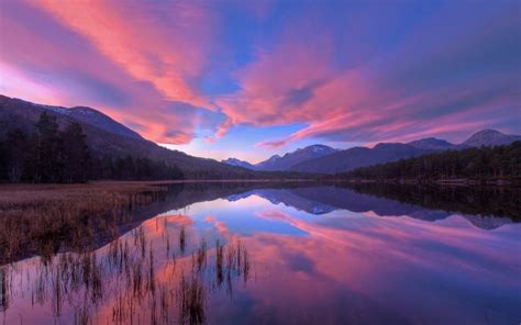 Wallpaper Landscape Sunset Lake Reflection Sunrise Evening
