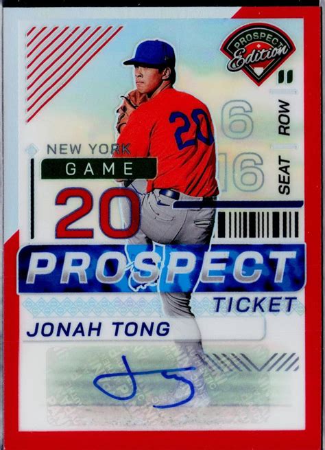2024 Panini Prospect Edition Jonah Tong 67 Red Prizm Signatures 199 Au Rc For Sale Online