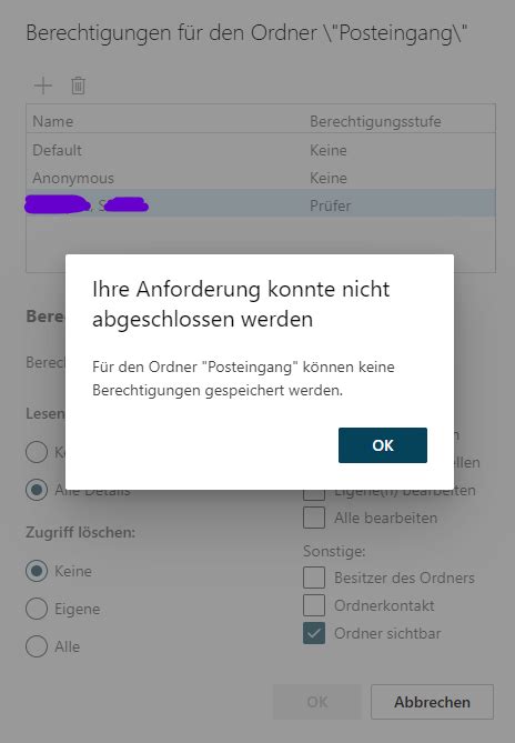 Adding Mailboxfolderpermission To Certain User Fails With Powershell As Well As Owa Microsoft