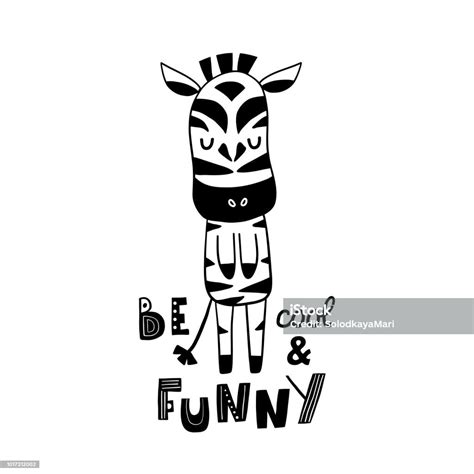 귀여운 손 검은색과 흰색 스타일에서 얼룩말을 그려 스 칸디 나 비아 스타일에서 만화 벡터 일러스트 레이 션 귀여운에 대한 스톡 벡터 아트 및 기타 이미지 Istock
