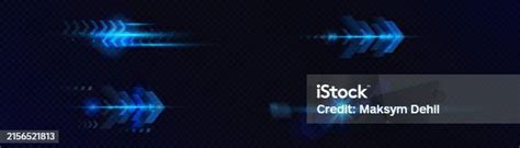 추상 블루 라이트 효과의 밝은 세트 푸른 빛의 밝은 미래 지향적인 섬광이 눈부신 화살표와 폭발로 빛납니다 감마 스캔 기계에 대한 스톡 벡터 아트 및 기타 이미지 Istock