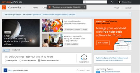 Spicing Error When Scrolling Beta Spiceworks Community