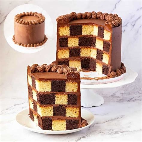 Checkerboard Cake Black And White Cake One Recipe Veena Azmanov