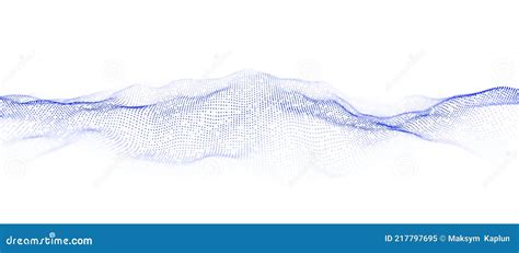 Big Data Stream Abstract Wave With Moving Dots Flow Of Particles Cyber Technology