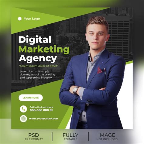 디지털 마케팅 소셜 미디어 게시물 사각형 템플릿 프리미엄 Psd 파일