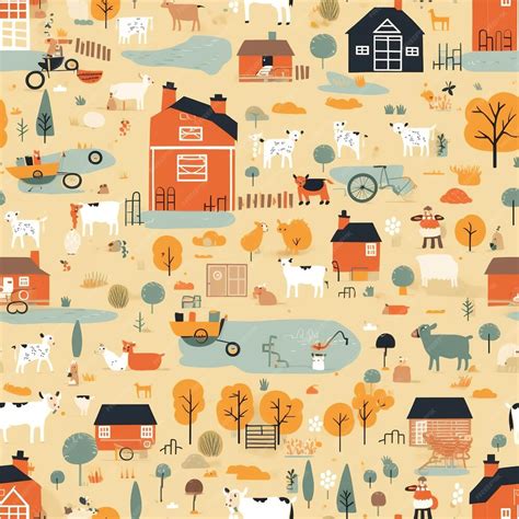 Premium Photo A Seamless Country Farm Pattern