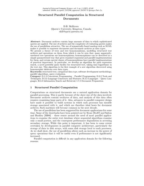 Pdf Structured Parallel Computation In Structured Documents