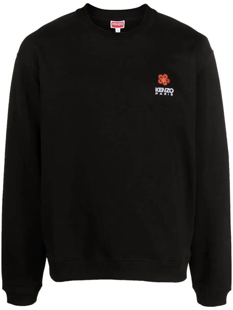Kenzo Boke Flower Embroidered Cotton Sweatshirt Black Farfetch