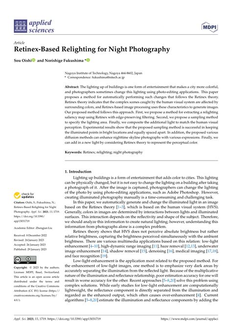 Pdf Retinex Based Relighting For Night Photography