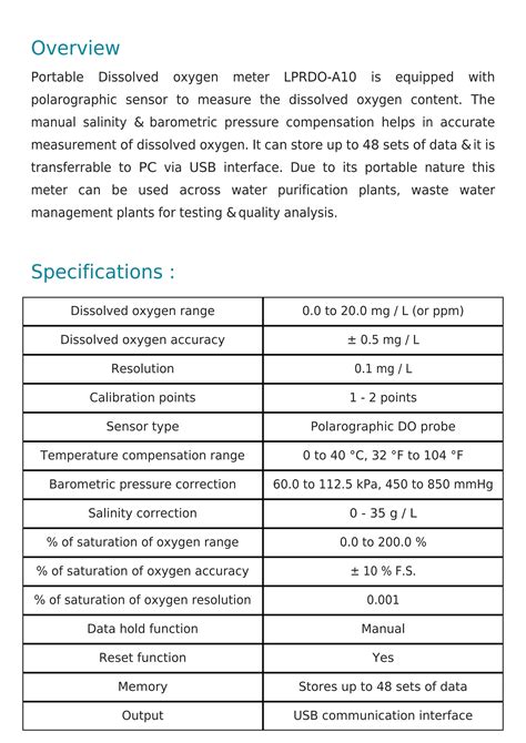 Portable Dissolved Oxygen Meter Pdf