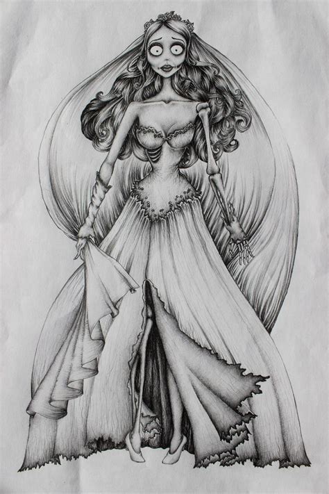 Corpse Bride Emily Full Body Drawing