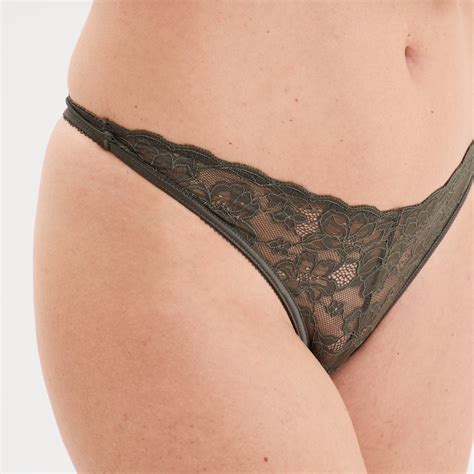 String Dentelle Vert Kaki Femme La Halle