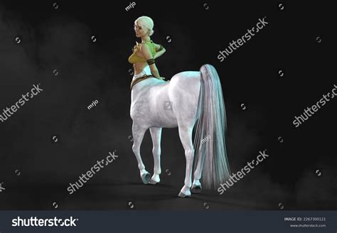 3d Illustration Female White Centaur Pose Stock Illustration 2267300121