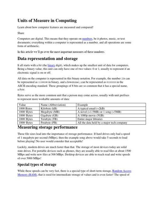 Units Of Measure In Computing Download Free Pdf Central Processing