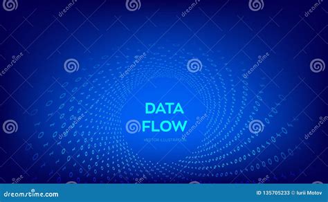 Data Flow Digital Code Binary Data Flow Virtual Tunnel Warp Coding