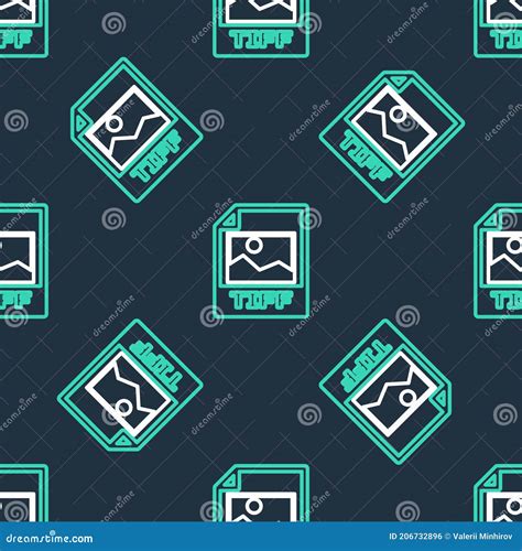 Line Tiff File Document Download Tiff Button Icon Isolated Seamless Pattern On Black Background