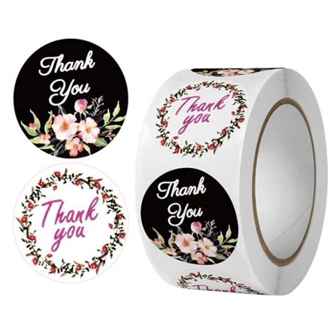 พร้อมส่ง สติ๊กเกอร์ Thank You 500 ชิ้น ม้วน สําหรับตกแต่งสแครบบุ้ค สติ๊กเกอร์ขอบคุณ Thankyou