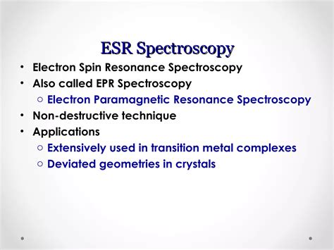 Electron Spin Resonance Esr Spectroscopy Ppt