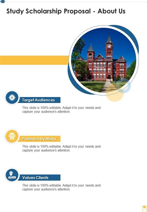 Study Scholarship Proposal About Us One Pager Sample Example Document