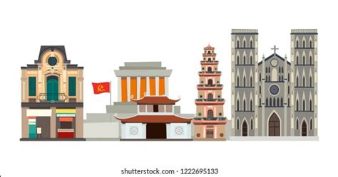 Vietnam Skyline Colorful Background Famous Vietnamese Stock Vector Royalty Free 1322664953
