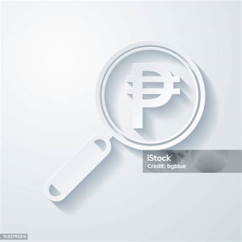 페소 기호가있는 돋보기 빈 배경에 종이 잘라내기 효과가 있는 아이콘 0명에 대한 스톡 벡터 아트 및 기타 이미지 0명 3차원 형태 개념 Istock