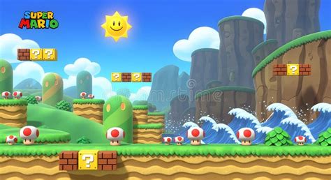 Super Mario 3d Landscape Classic Game Scene Stock Illustration
