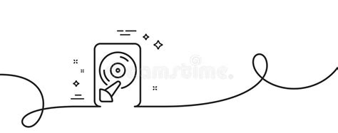 Hdd Line Icon Computer Memory Component Sign Data Storage Continuous