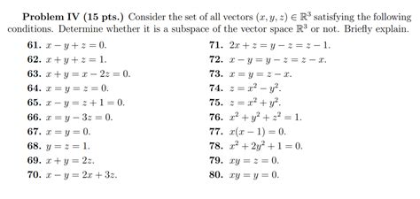 Solved Problem IV Pts Consider The Set Of All Vectors Chegg