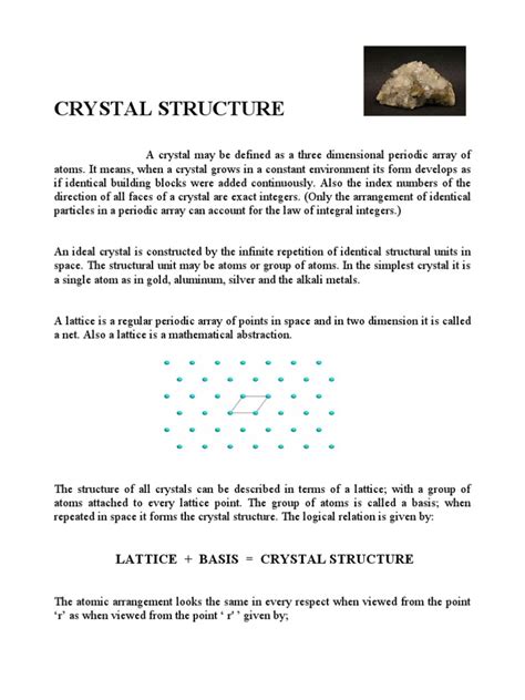 Crystal Structure Pdf Crystal Structure Condensed Matter