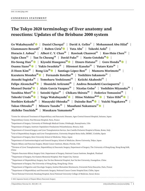 Pdf The Tokyo 2020 Terminology Of Liver Anatomy And Resections Updates Of The Brisbane 2000