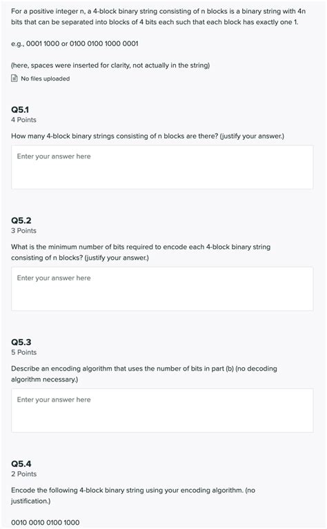 Solved For A Positive Integer N A Block Binary String Chegg